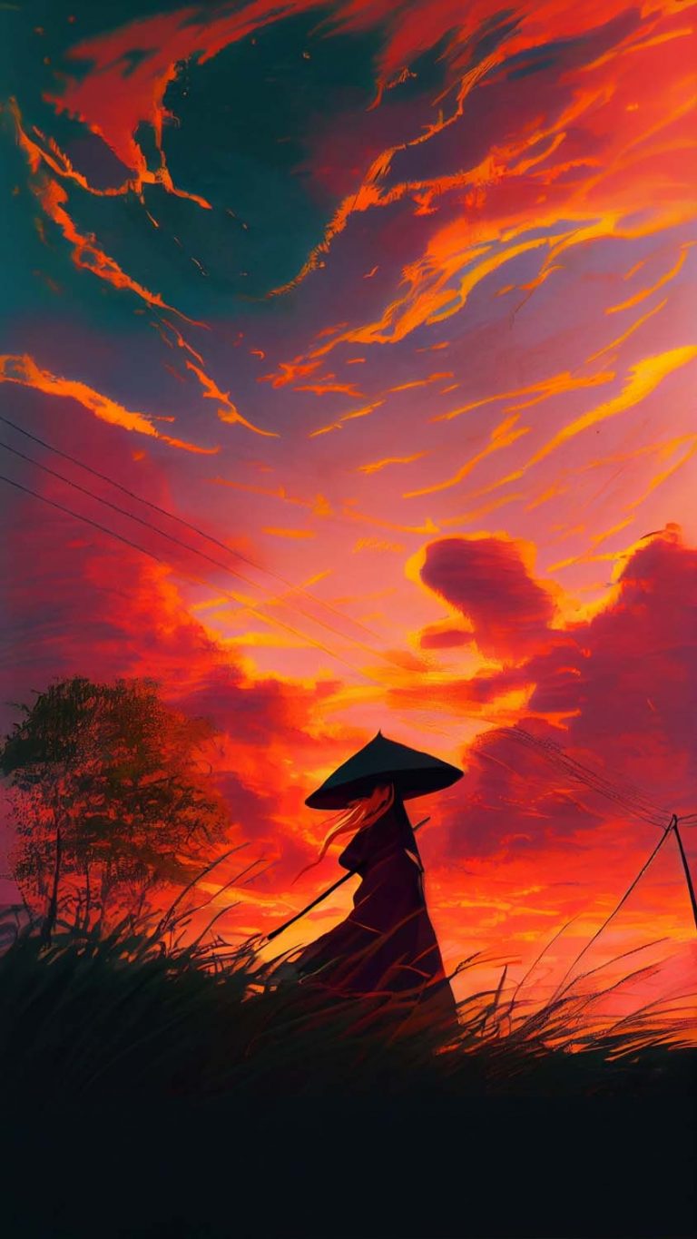 Samurai Sunset Sky iPhone Wallpaper HD - iPhone Wallpapers